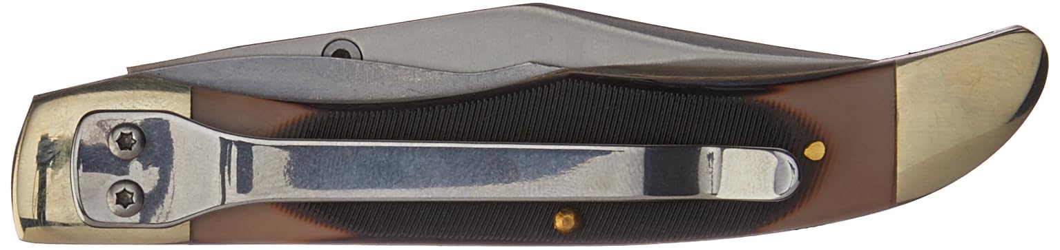 Old Timer 223OT Pioneer 7.2in Stainless Steel Traditional Lockblade Folding Pocket Knife with 3.1in Clip Point Blade, Sawcut Handle, and Convenient Size for EDC, Hunting, Camping, and Outdoors Hunting