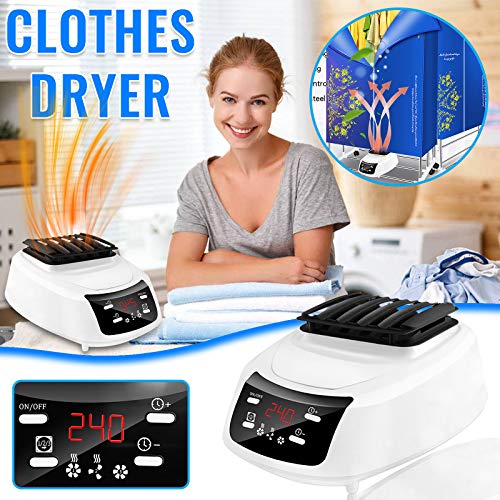 MINIKID Portable Clothes Dryer Laundry Dryer Machine, Electric Portable Clothes Dryer Compact Dryer Automatic Working Mode for Small Living Spaces, Apartment Houses, dorms (White)