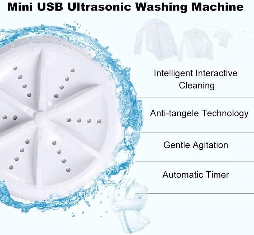 Mini Washing Machine Portable Turbine Washer,Portable Washing Machine with USB and Speed Control for Travel Business Trip or College Rooms (Speed Control Model), White, 1pack