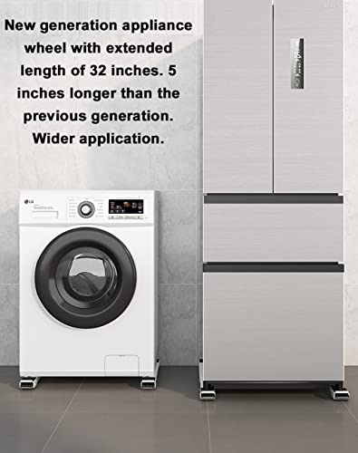 Appliance Rollers Heavy Duty,Max 32in,Second Generation Extendable Appliance Rollers Mobile Washing Machine Base Easily Move Washing Machines, Dryers, Refrigerators, Furniture (White)