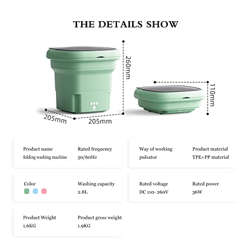 SYTH Portable Mini Folding Clothes Washing Machine, Bucket Automatic Home Travel Self-Driving Tour Underwear Foldable Washer,Perfect for Camping, Travelling, Apartment, Dorm (Color : Blue)