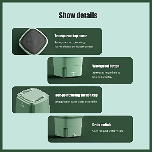 SYTH Portable Mini Folding Clothes Washing Machine, Bucket Automatic Home Travel Self-Driving Tour Underwear Foldable Washer,Perfect for Camping, Travelling, Apartment, Dorm (Color : Blue)