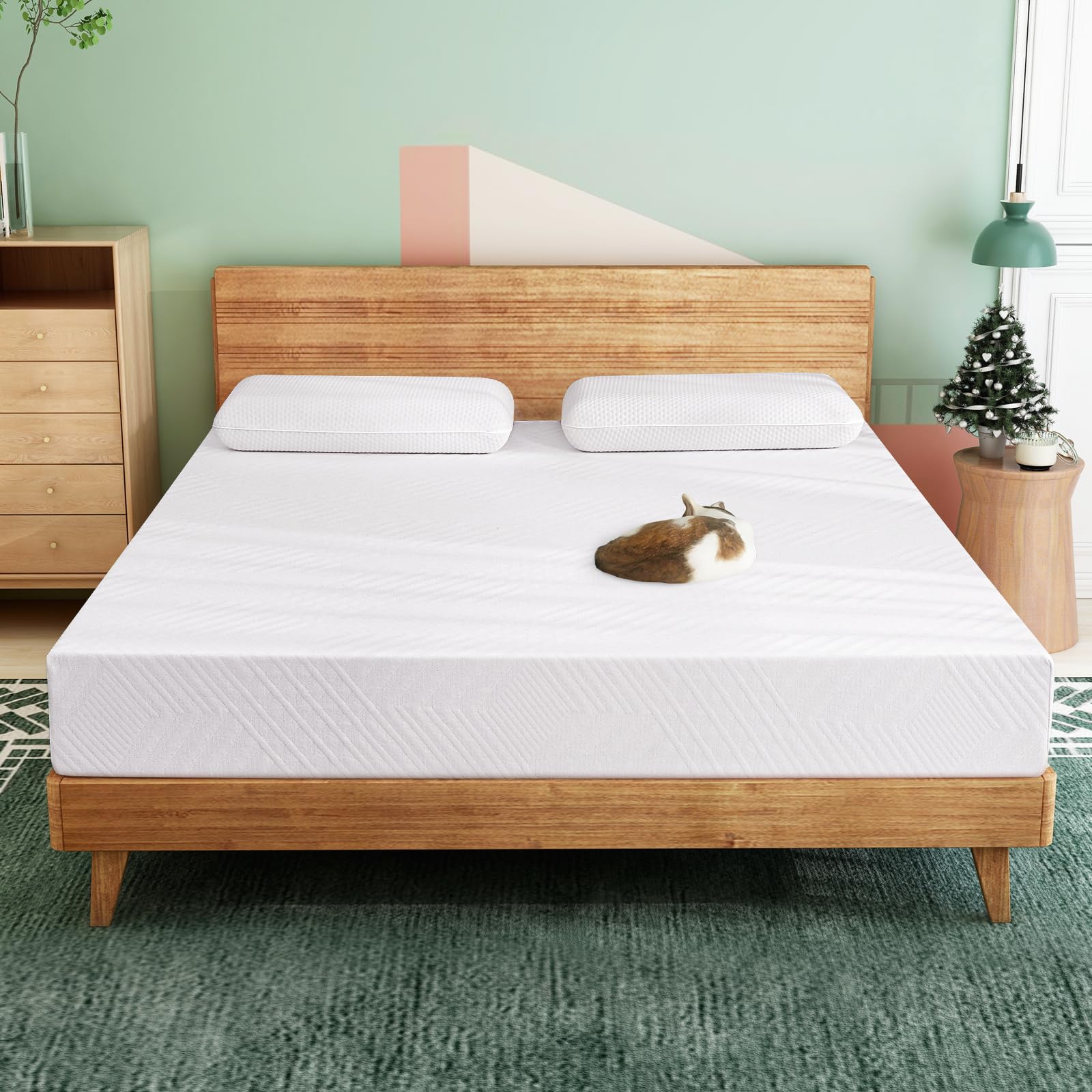 Airdown King Mattress, 10 Inch Memory Foam Mattress in a Box, Medium Firm Green Tea King Size Mattress for Cool Sleep & Pressure Relief, CertiPUR-US Certified, Made in USA, (Air-10EGO-K)