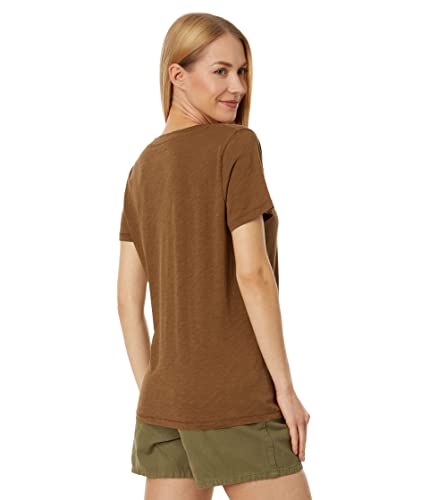 Madewell Whisper Cotton V-Neck Tee for Women – Regular Wear – Short Sleeves – Straight Hemline – 100% Cotton Light Roast MD (Women's 6-8) One Size