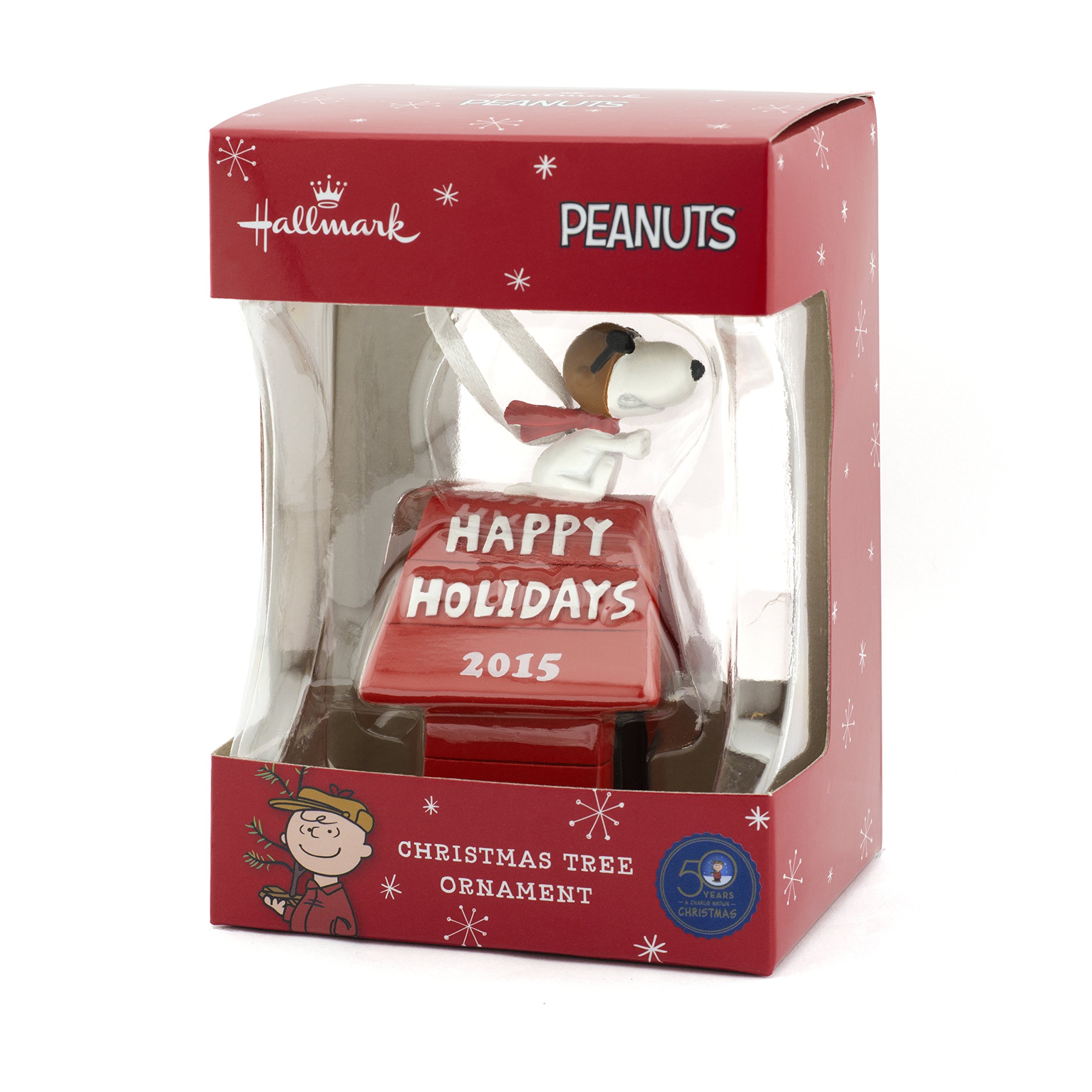Hallmark Peanuts Snoopy Flying Ace on Doghouse Happy Holidays Christmas Ornament