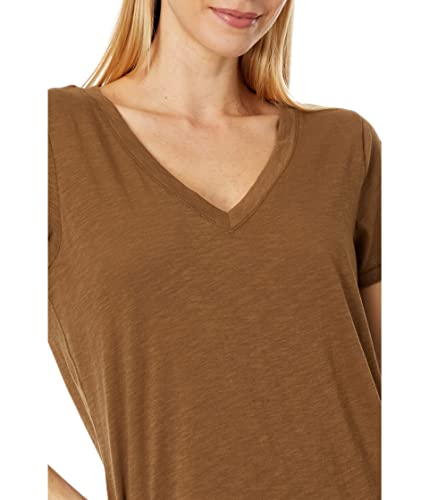 Madewell Whisper Cotton V-Neck Tee for Women – Regular Wear – Short Sleeves – Straight Hemline – 100% Cotton Light Roast MD (Women's 6-8) One Size