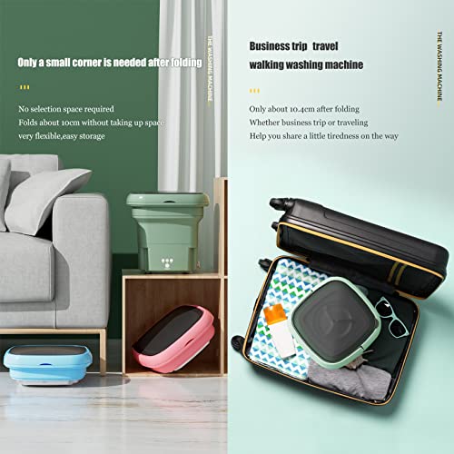 SYTH Portable Mini Folding Clothes Washing Machine, Bucket Automatic Home Travel Self-Driving Tour Underwear Foldable Washer,Perfect for Camping, Travelling, Apartment, Dorm (Color : Blue)