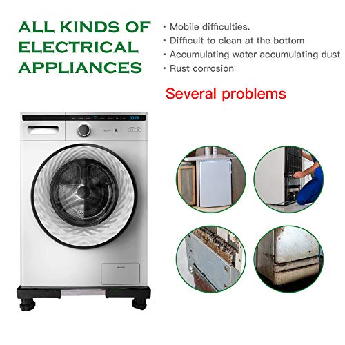 I'SMARTMOON Mini-Fridge-Stand 4 Strong Feet,Adjustable Dolly Washing Machine Stand Base,for Furniture Portable Refrigerator Dryer Stand Black…
