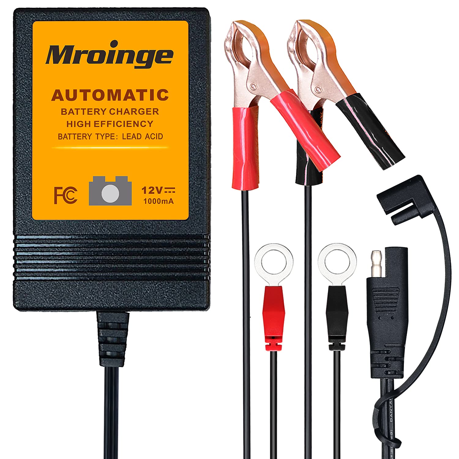 Trickle Charger 12V 1000mA Smart Battery Charger & Maintainer and Automatic Float Charger for Motorcycle, ATV, Lawnmowers and More