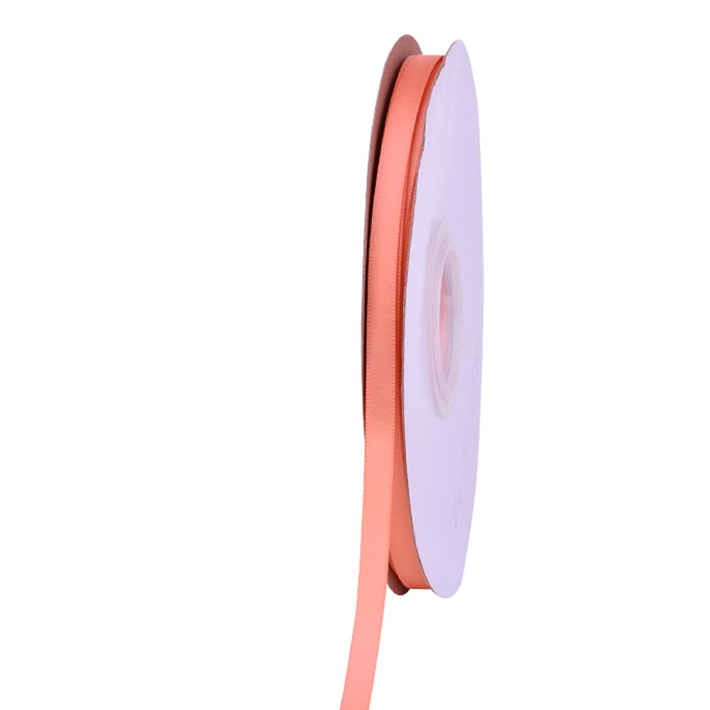 Ribest 1/4 inch 50 Yards Solid Double Face Satin Ribbon Per Roll for DIY Hair Accessories Scrapbooking Gift Packaging Party Decoration Wedding Flowers Peach