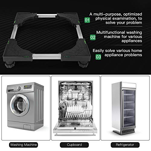 I'SMARTMOON Mini-Fridge-Stand 4 Strong Feet,Adjustable Dolly Washing Machine Stand Base,for Furniture Portable Refrigerator Dryer Stand Black…