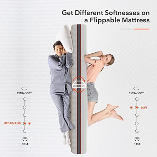 Sweetnight King Mattress, 10 Inch Gel Memory Foam Mattress in a Box for Cooling Sleep, Flippable Mattress with Two Firmness Preference, Pressure Relieving, CertiPUR-US Certified