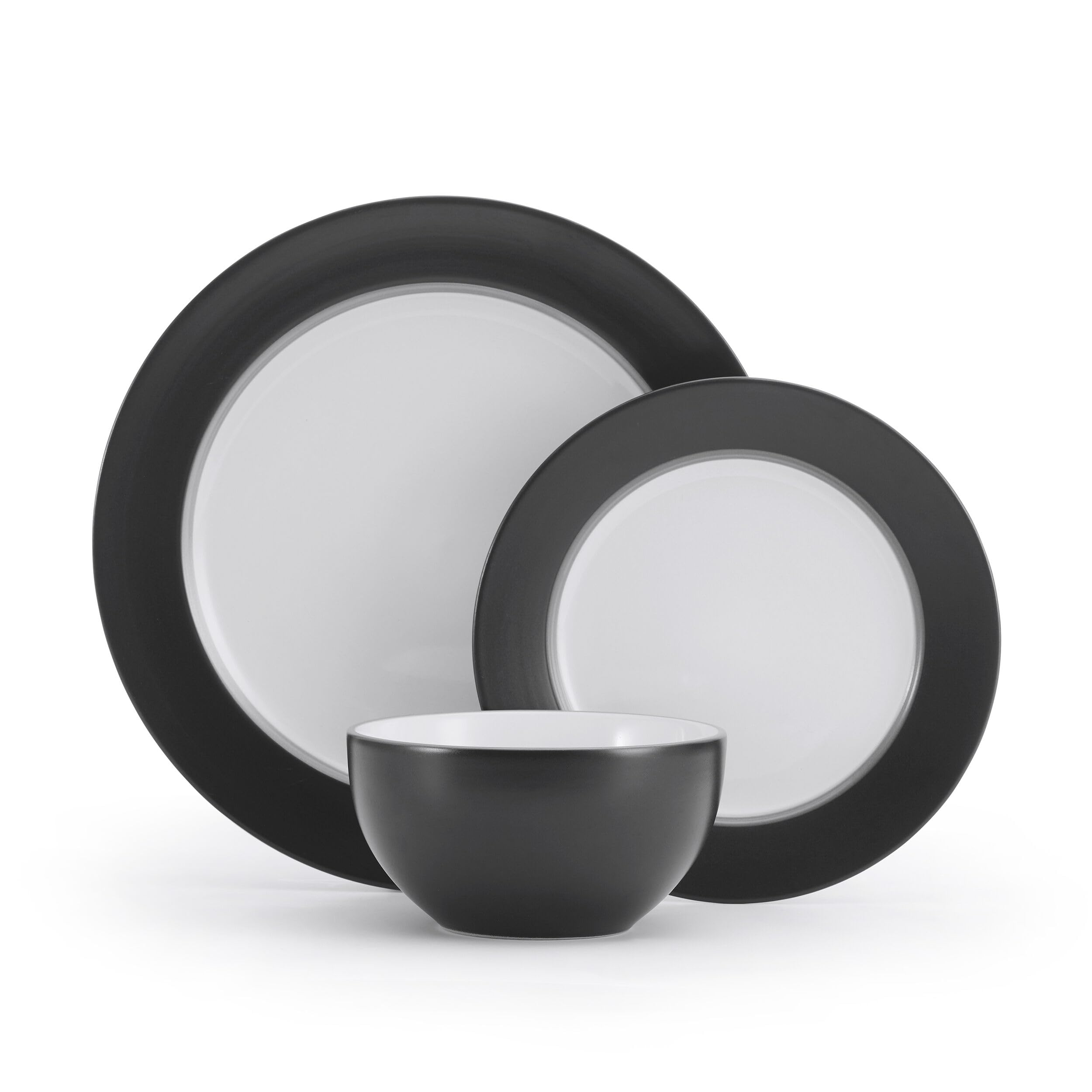 Pfaltzgraff Grayson Charcoal 12 Piece Dinnerware Set, Service for 4