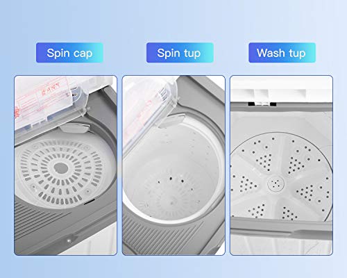 Hudada Twin Tub Washing Machine Portable Mini Compact Washer and Spin Dryer Combo, 10Lbs & 7Lbs Spinning, Small Laundry with Inlet Drain Hose for Apartment Dorm RV Home, White