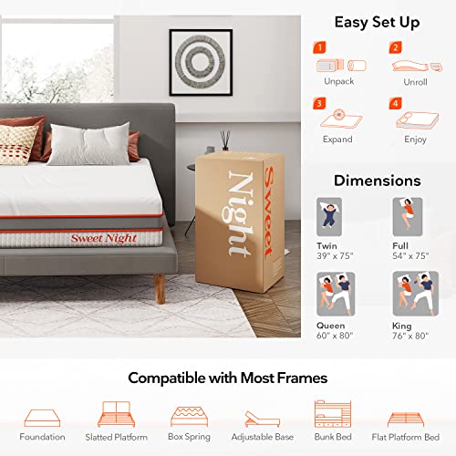 Sweetnight King Mattress, 10 Inch Gel Memory Foam Mattress in a Box for Cooling Sleep, Flippable Mattress with Two Firmness Preference, Pressure Relieving, CertiPUR-US Certified