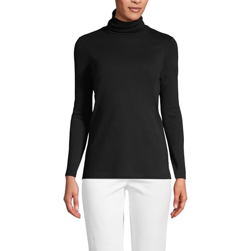 Lands' End Women s Shaped Supima Turtleneck Black Regular Large