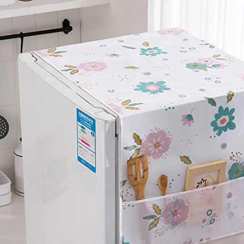 HERCHR Fridge Dust Proof Cover, Anti-Slip Washer and Dryer Top Covers Washing Machine Top Cover with Refrigerator Storage Organizer Bags(D)