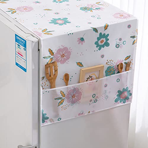 HERCHR Fridge Dust Proof Cover, Anti-Slip Washer and Dryer Top Covers Washing Machine Top Cover with Refrigerator Storage Organizer Bags(D)