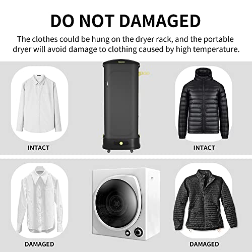 Fieemoo Portable Dryer, Electric Foldable Clothes Dryer with 3 Drying Mode & Intelligent Timer, 110V 1350W Standing Garment Steamer for Clothes with Aroma Function, Fast Drying & Low Noise for Apartments RVs Travel