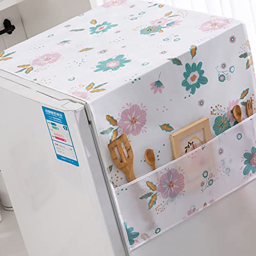 HERCHR Fridge Dust Proof Cover, Anti-Slip Washer and Dryer Top Covers Washing Machine Top Cover with Refrigerator Storage Organizer Bags(D)