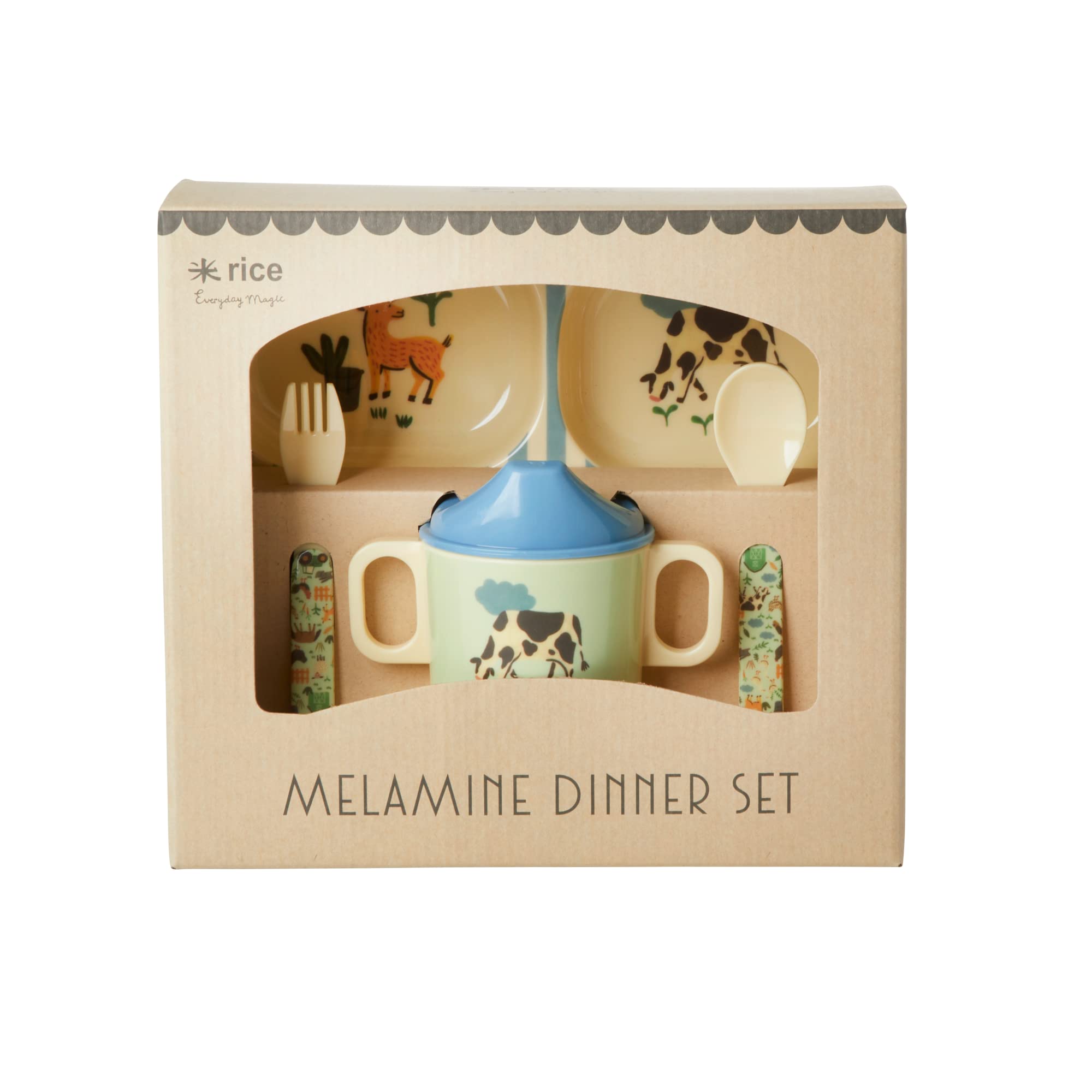 RICE - Melamine baby dinner set in gift box blue