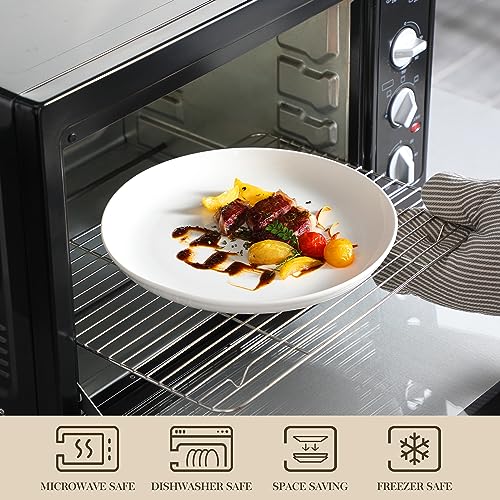 MALACASA 10.5 Inch Dinner Plates Set of 6, Porcelain Round Dessert Plates, Serving Plates, Salad Plates Set, Microwave & Dishwasher Safe, White, Series REG