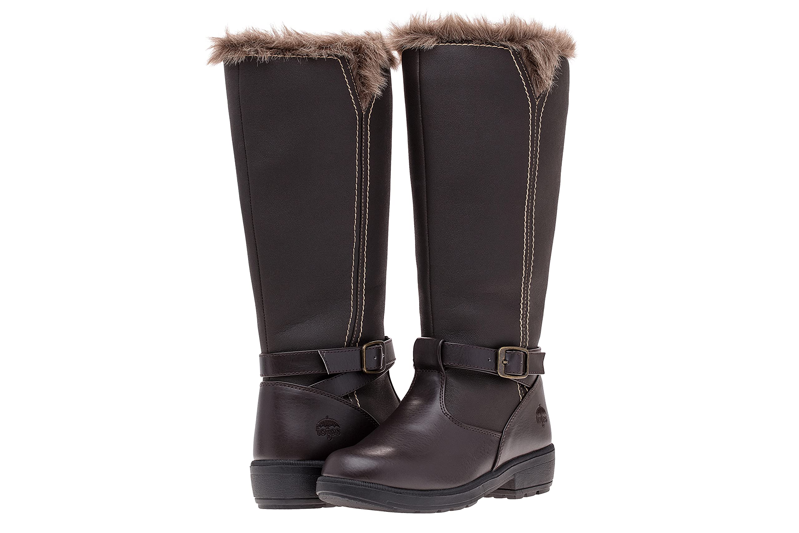 totes Women's Esther Knee High Snow Boot, Available in Medium and Wide Width and Calf, Brown, 7