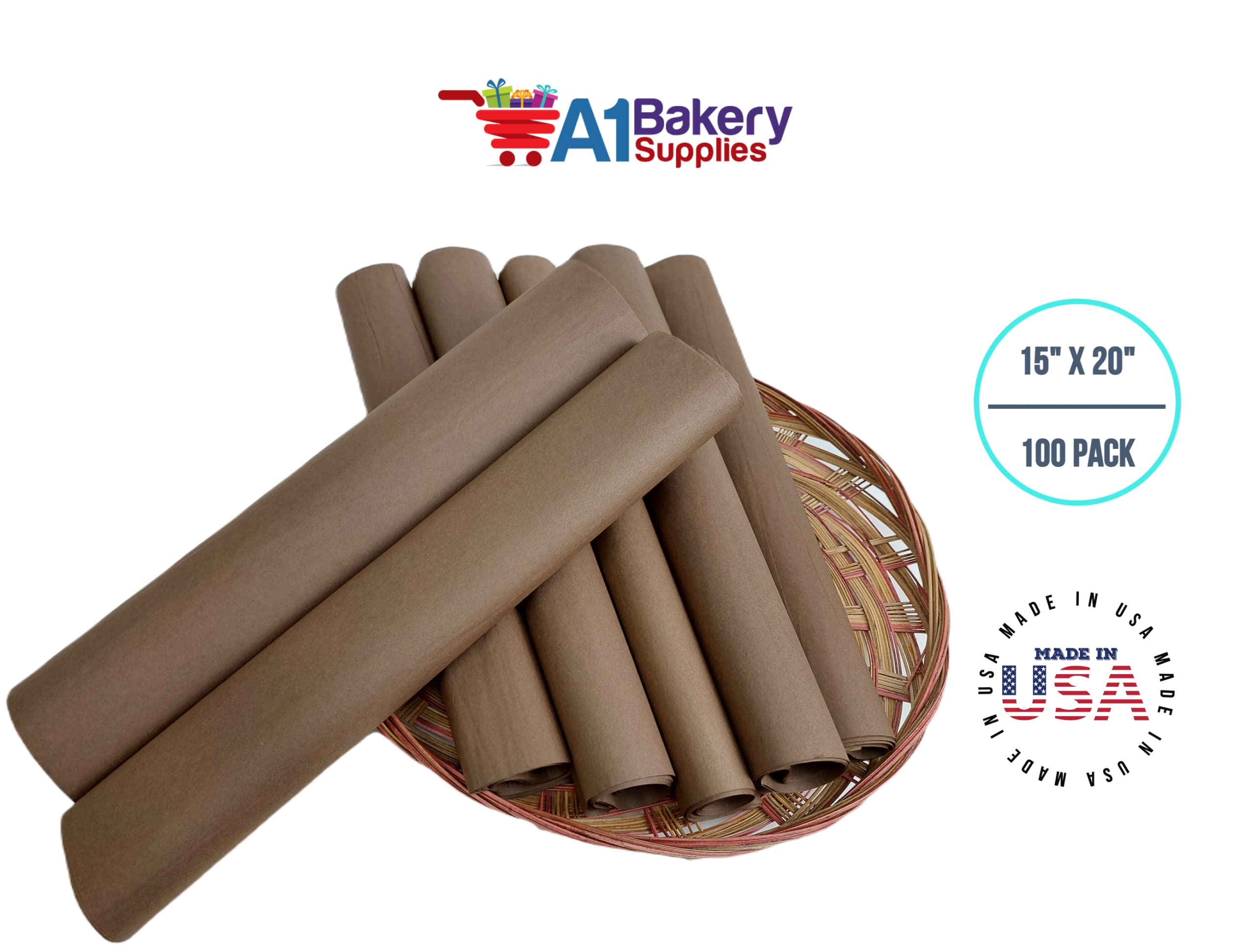 Chocolate Tissue Paper 15 x 20" inches 100 Sheets Premium Tissue Paper Made in USA