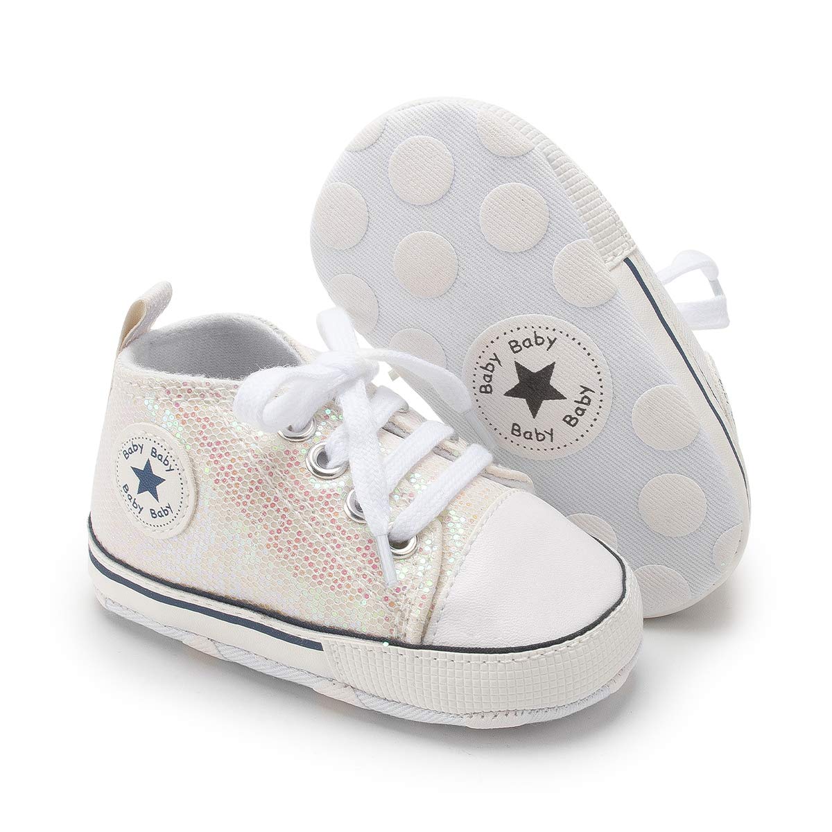 KIDSUN Tutoo Unisex Baby Boys Girls High Top Sneaker Soft Anti-Slip Sole Newborn Infant First Walkers Canvas Denim Shoes
