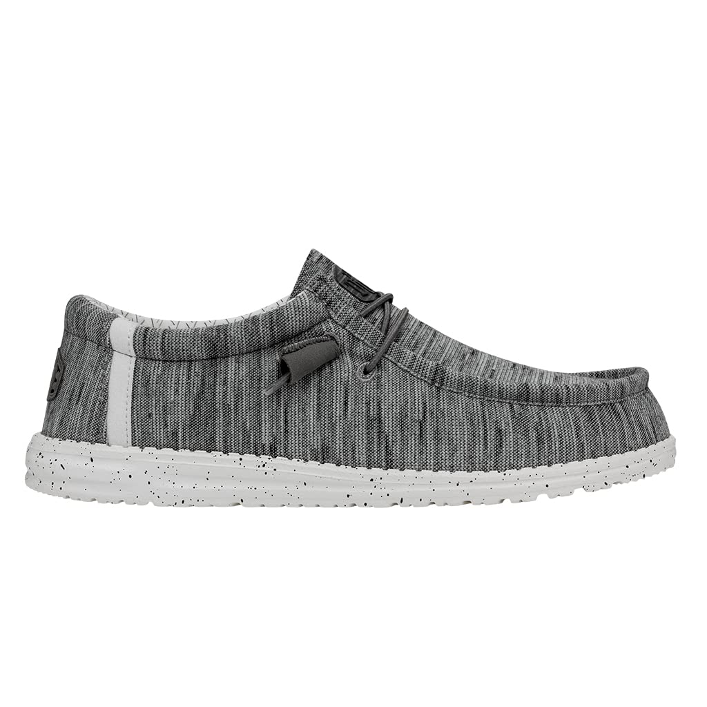 Hey Dude Men's Wally Stretch Stone White Size 10| Men's Loafers | Men's Slip On Shoes | Comfortable & Light-Weight