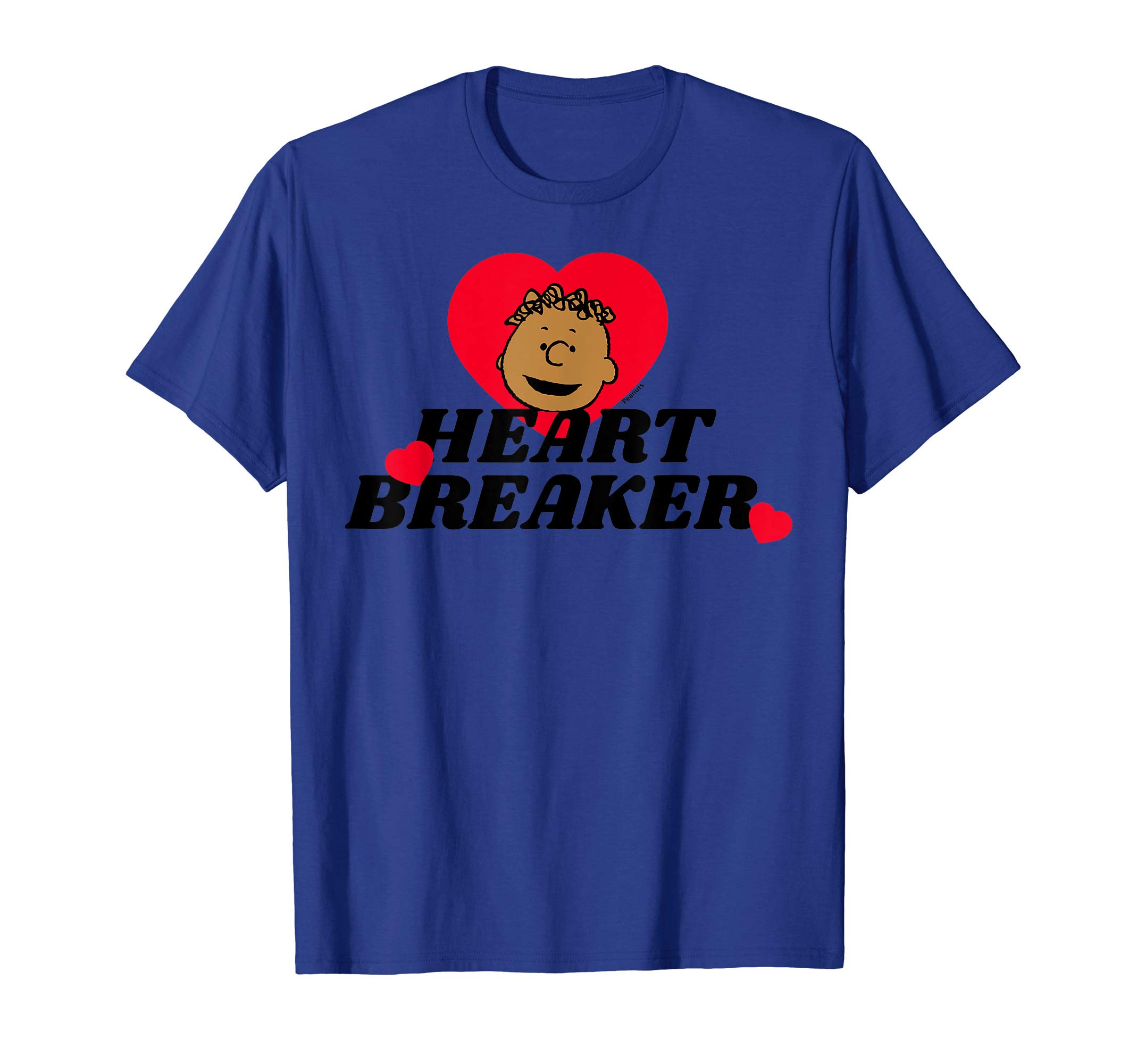 Peanuts Franklin Heartbreaker Unisex Adult Blue Small Crew Neck Short Sleeve T-Shirt