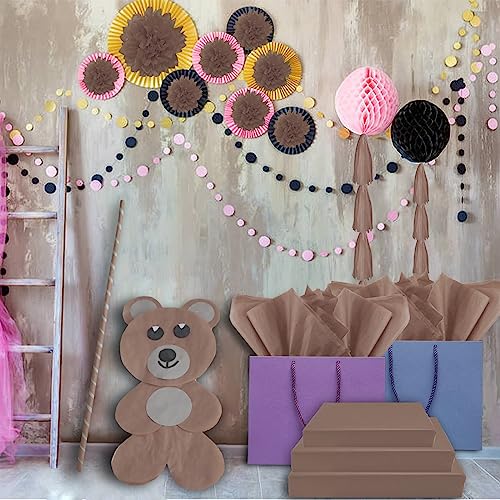 Undemouc Brown Tissue Paper 100 Sheets Tissue Paper Bulk for Bags 20x14 Inches Wrapping Tissue Paper for DIY Crafts Birthday Wedding Holiday Christmas Party Decor