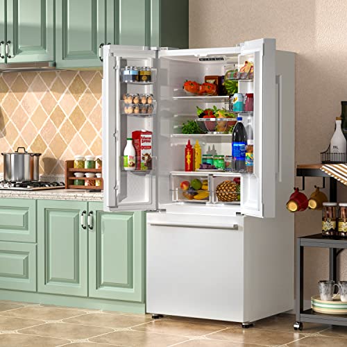 Galanz GLR16FWEE16 3-French Door Refrigerator with Bottom Freezer Adjustable Electrical Thermostat, Humidity Control, Frost-Free, 16 Cu.Ft, White, cu ft