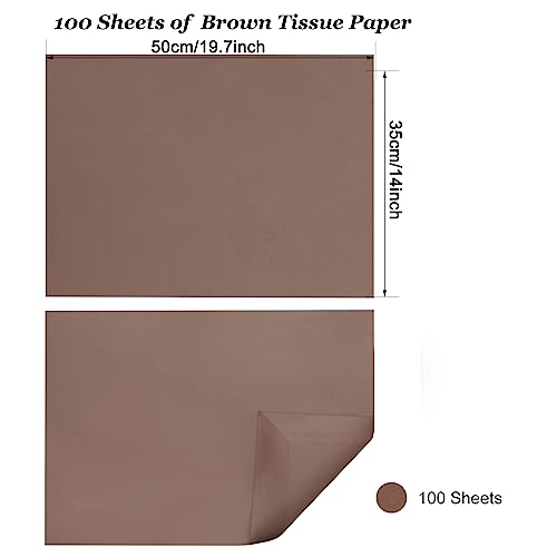 Undemouc Brown Tissue Paper 100 Sheets Tissue Paper Bulk for Bags 20x14 Inches Wrapping Tissue Paper for DIY Crafts Birthday Wedding Holiday Christmas Party Decor