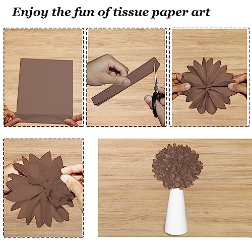 Undemouc Brown Tissue Paper 100 Sheets Tissue Paper Bulk for Bags 20x14 Inches Wrapping Tissue Paper for DIY Crafts Birthday Wedding Holiday Christmas Party Decor