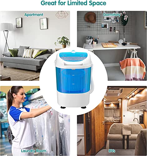 MEDIMALL Portable Washing Machine, Mini Washer and Dryer Combo w/ 5.5lbs Washing Capacity, Spin Cycle Basket, Drain Hose, Semi-Automatic Laundry Machine for RVs Camping Apartments Dorms