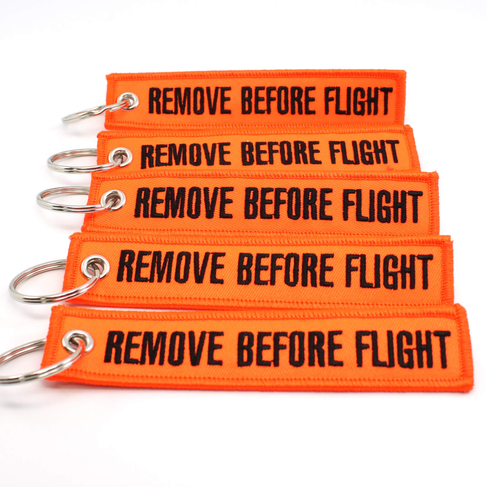 Rotary13B1 Remove Before Flight Keychain - NEON Orange/Black 5PCS