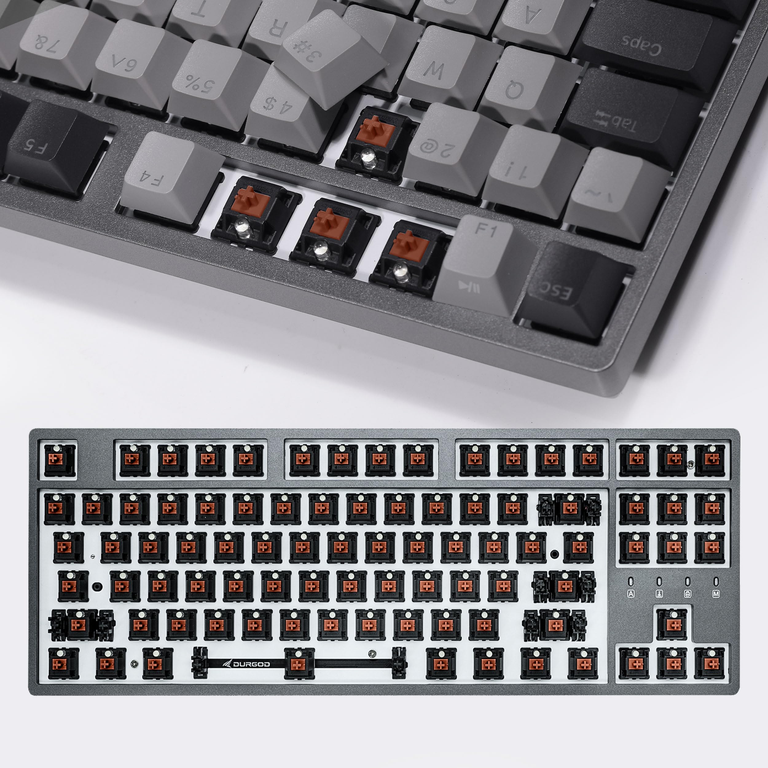 DURGOD K320 Corona White Backlit TKL Mechanical Keyboard | 87 Keys Tenkeyless | USB C Wired | Doubleshot PBT Keycaps | Programmable Keys | NKRO Rollover | Windows & Mac (Corona, Cherry Brown)