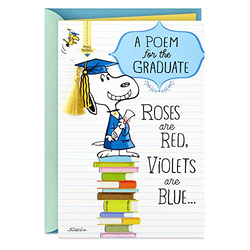 Hallmark Peanuts Graduation Card with Sound (Snoopy, Cap and Gown) for High School, Kindergarten, Middle School, College and College Graduates