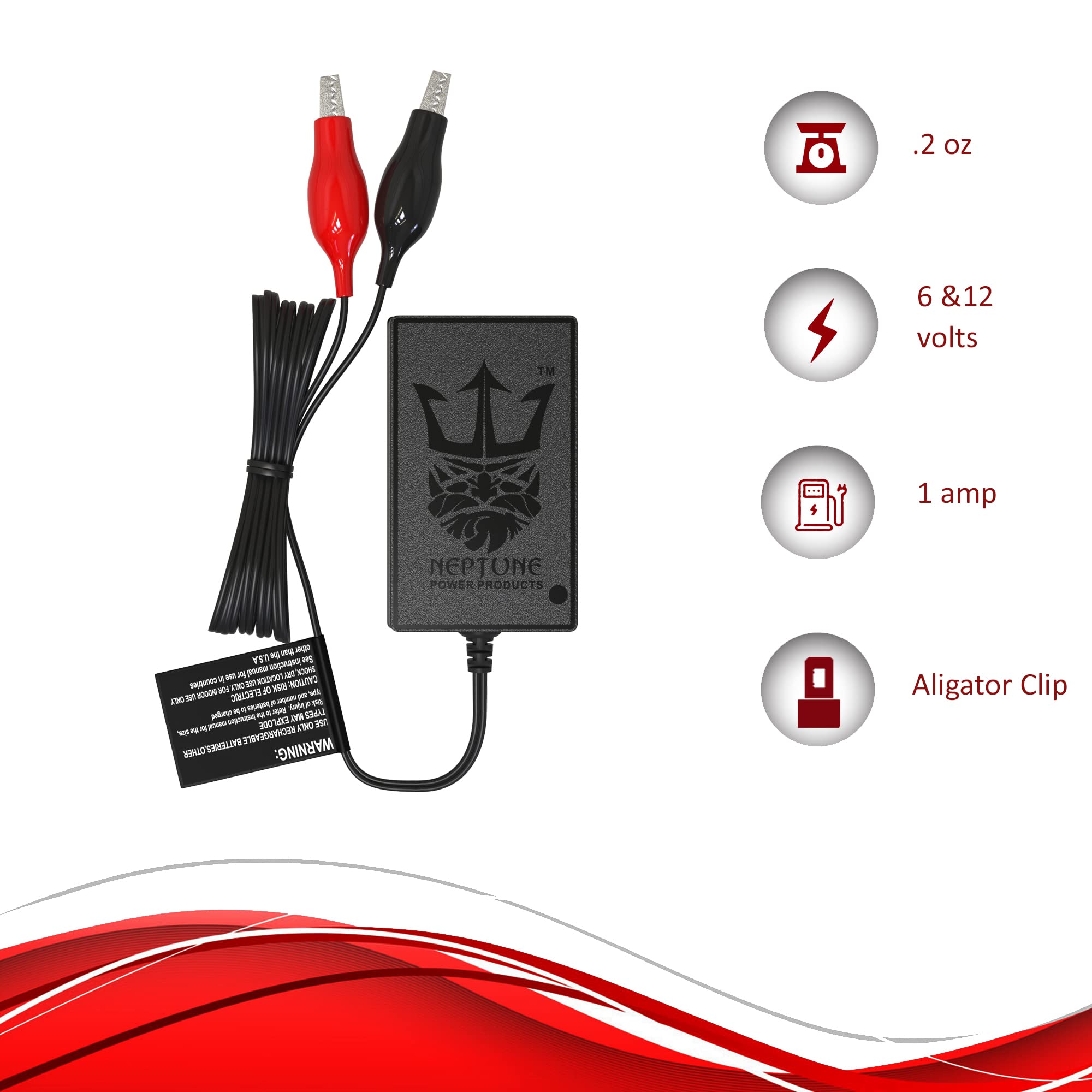 Neptune Power Products Smart Battery Charger NTBC1000 Replacement For Battery Tender Junior 12V Charger/Maintainer: Automatic 12V For Powersports Motorcycle, ATVs, and More (1)