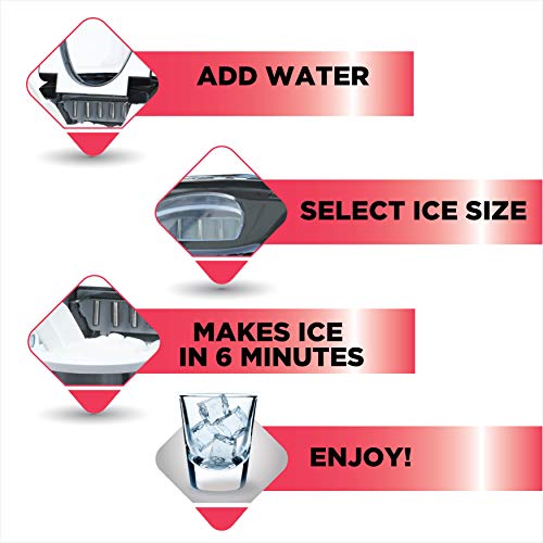Frigidaire EFIC117-SSRED-COM Stainless Steel Ice Maker, 26lb per day, RED STAINLESS