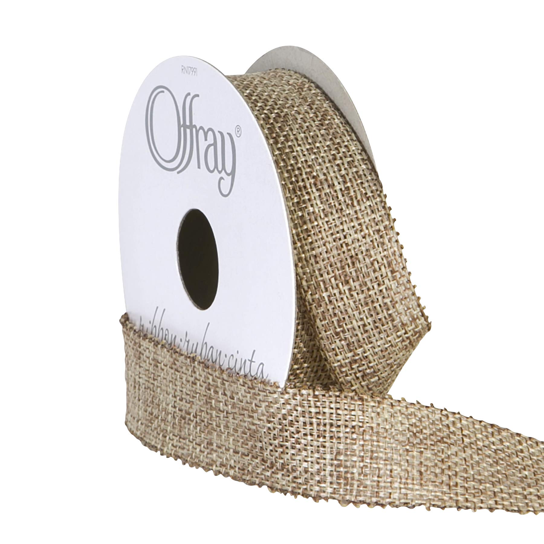 Berwick Offray 7/8" Wide Rustic Saddle Polyester Ribbon, Natural Brown, 3 Yards