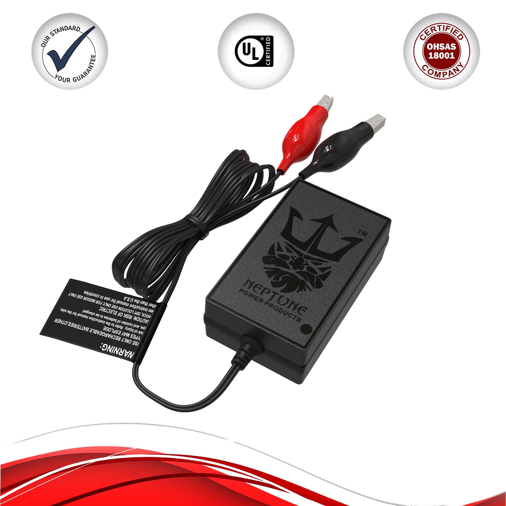 Neptune Power Products Smart Battery Charger NTBC1000 Replacement For Battery Tender Junior 12V Charger/Maintainer: Automatic 12V For Powersports Motorcycle, ATVs, and More (1)
