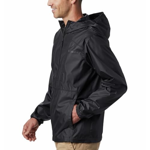 Columbia mens Flashback Windbreaker Jacket, Water Resistant Jacket, Black, Large US