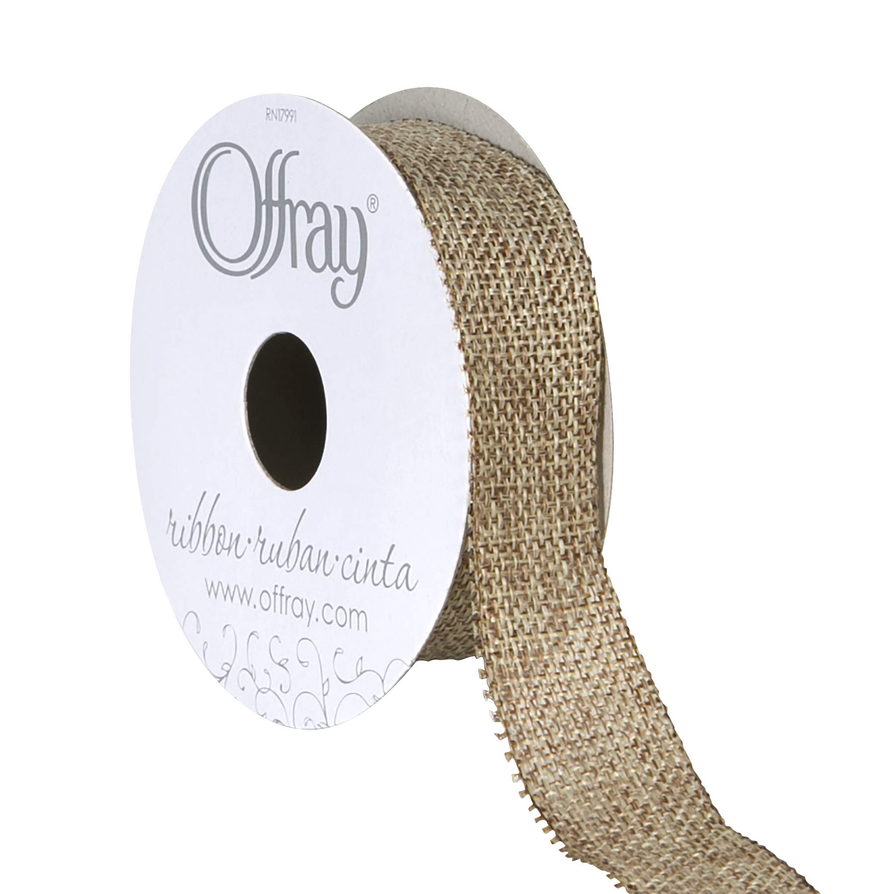 Berwick Offray 7/8" Wide Rustic Saddle Polyester Ribbon, Natural Brown, 3 Yards