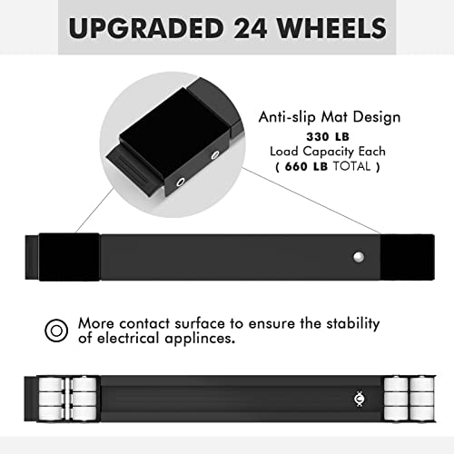 SPACEKEEPER Furniture Dolly Mobile Roller, Extendable Appliance Rollers Mobile Washing Machine Base, Fridge Stand Moving Cart for Washing Machines, Refrigerators, Dryers, Dishwashers, Black