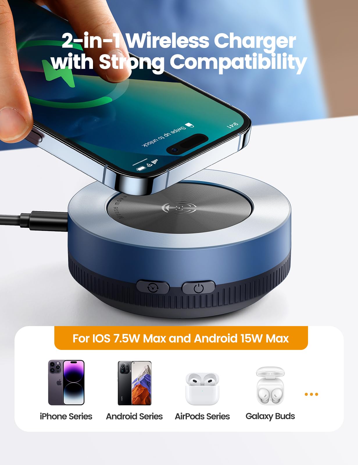 STARSIKI 2-in-1 Mouse Jiggler and Wireless Charger, Mouse Mover Undetectable Device Automatic Phone Charging Pad, Quiet Mice Shaker Wiggler Giggler Juggler to Keep Moving for Office/Work from Home