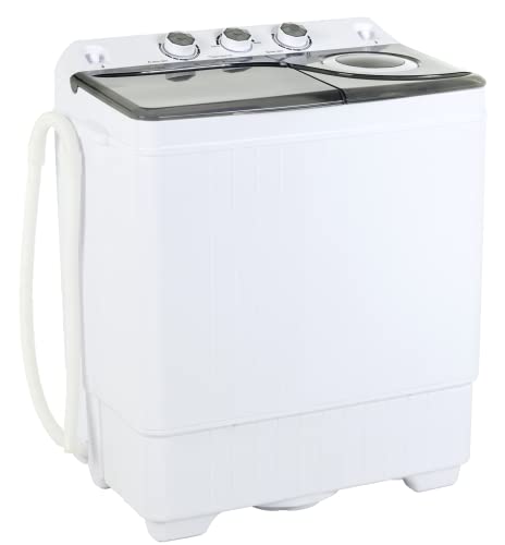 Bonnlo 26lbs Portable Washing Machine, Compact Mini Washer, Twin Tub Washer and Dryer Combo; 18LBS Washer & 8LBS Spin Dryer for Apartment, Dorms, RVs, Camping and More (Grey)