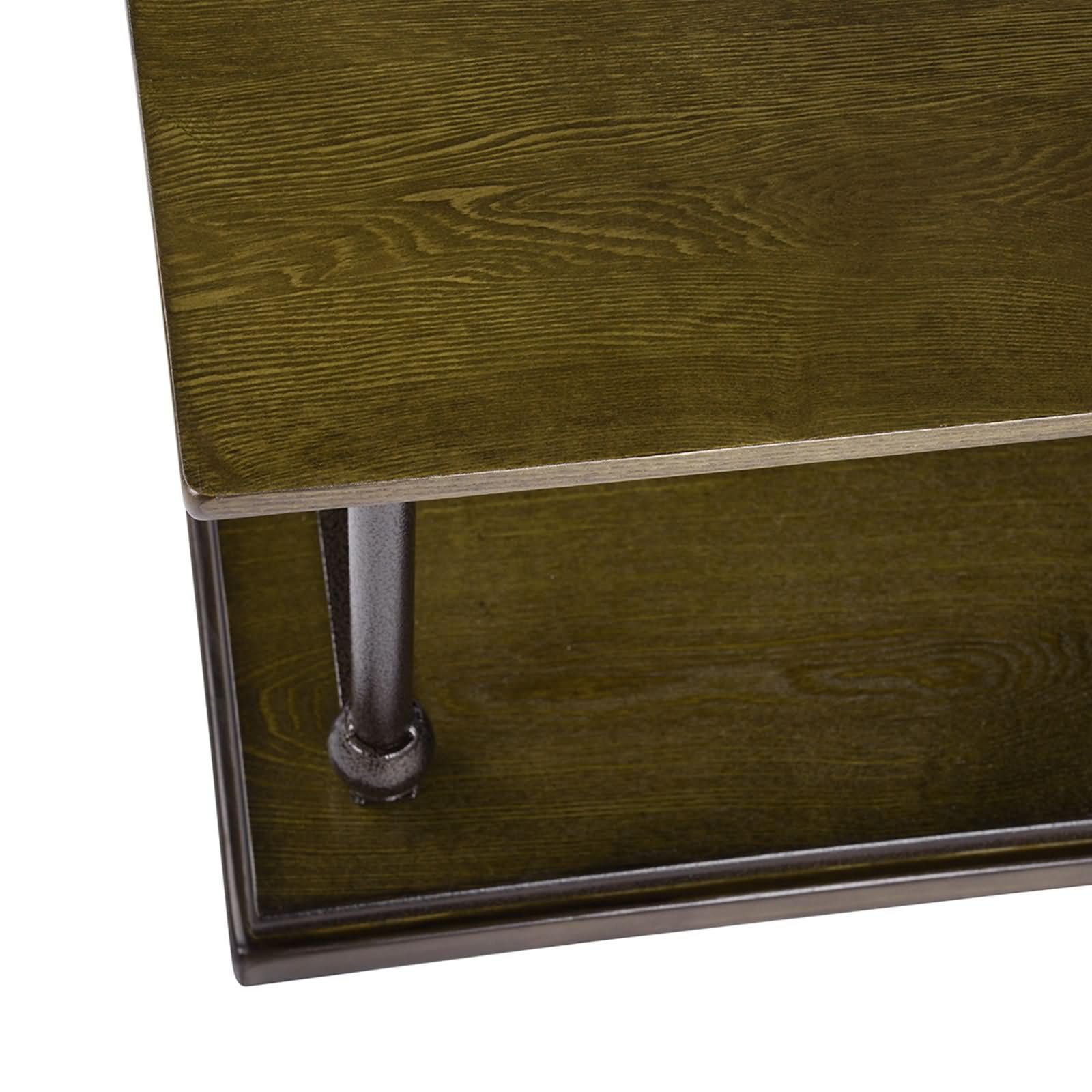 Coffee Table Modern, 47.2" W x 23.6" D x 16.9" H Country Style Coffee Table with Bottom Shelf - Brown & Black
