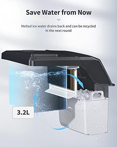 ecozy Portable Ice Makers Countertop, 44lbs Per Day, 24 Cubes Ready in 13 Mins, 2 Ways to Add Water, Self-Cleaning Ice Maker with Ice Bags/Ice Scoop/Ice Basket for Home Office Bar Party, Silver